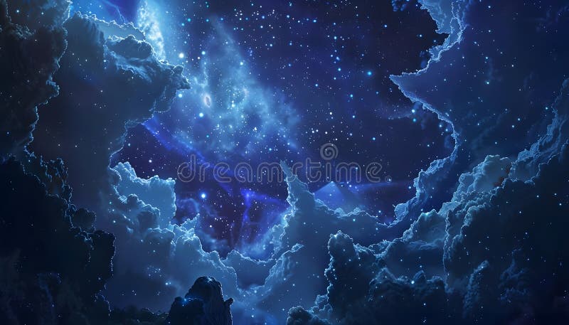 Starry Background in Deep Space with Dramatic Clouds Generative AI ...