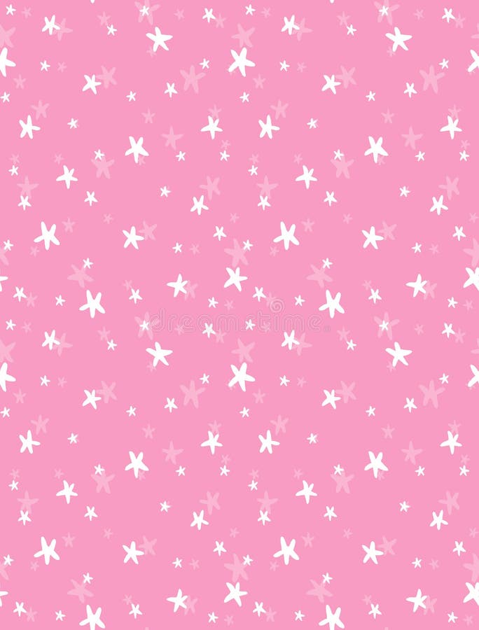 Starry Pink Sky Vector Pattern. Irregular Hand Drawn Simple Graphic ...