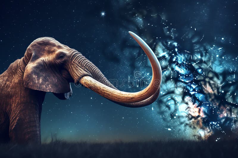 Starry Elephant Tusk Fantasy Sky Night Gazing Stock Illustration ...