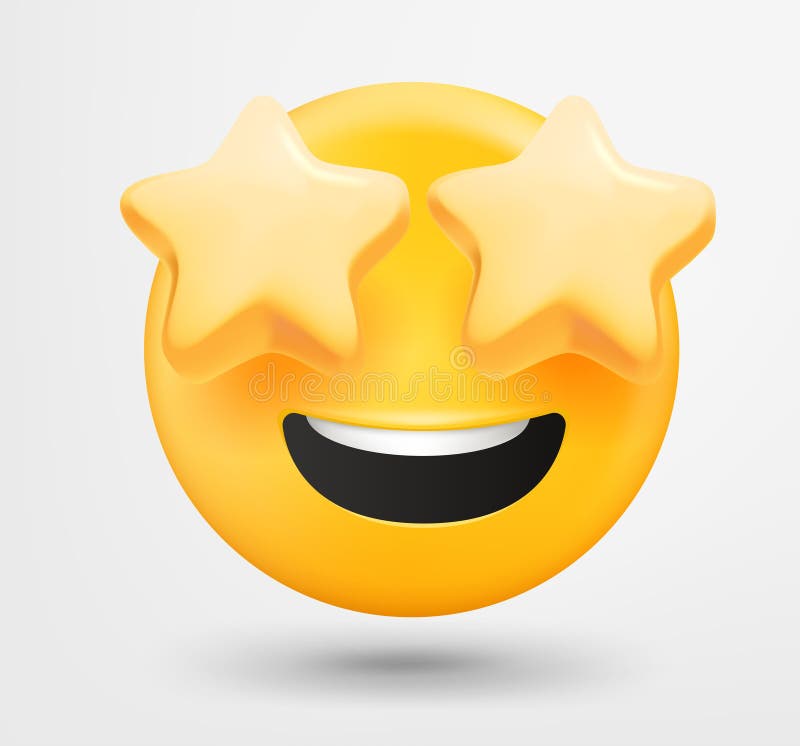 Starry Eyes Emoji 3d Vector. Emoticon Isolated on White Stock Vector ...