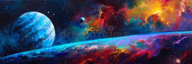 Starry Galaxy and Vibrant Celestial Bodies. Abstract Deep Space ...