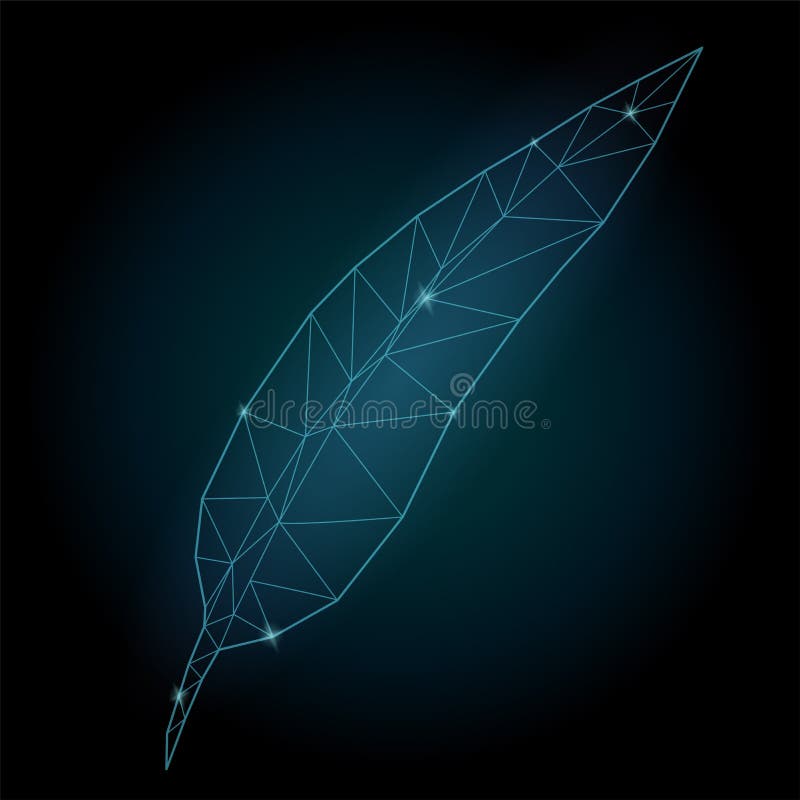 Starry Low Poly Art with Shiny Blue Feather Stock Vector - Illustration ...