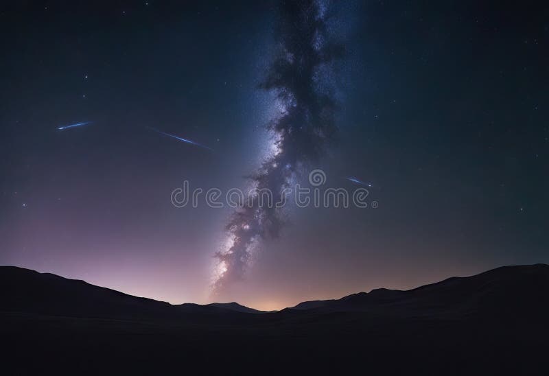 Starry Milky Way Constellations Motion and Falling Meteor Universe ...