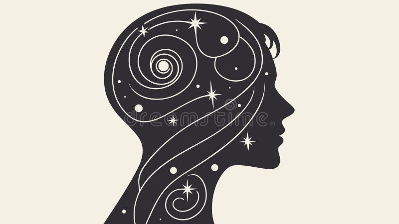 Starry Mind Silhouette. Creativity, Wisdom and Cosmic Thought, Vector ...