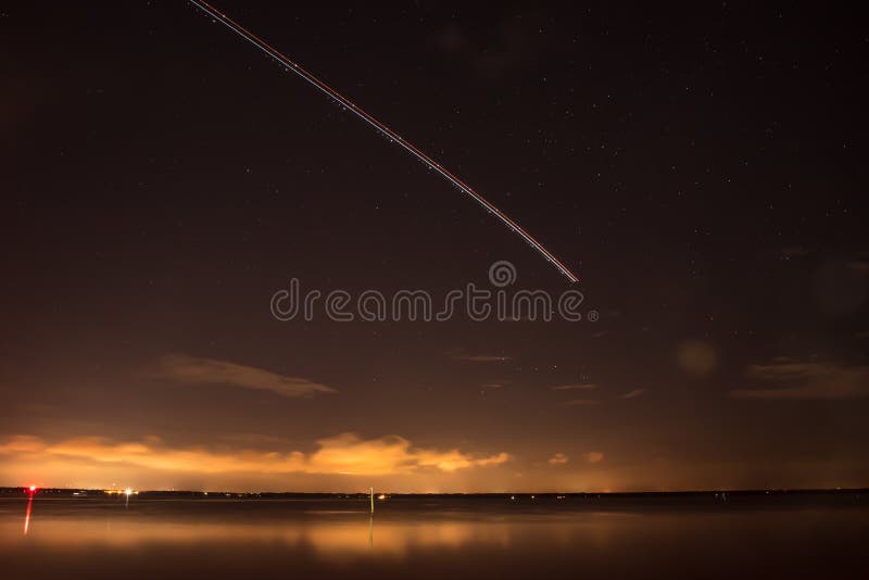 Starry Moonlight Over Florida Lake Stock Image - Image of awesome ...