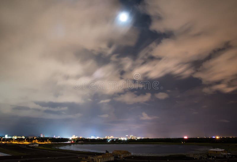 Starry Moonlight Over Florida Lake Stock Photo - Image of amazing ...