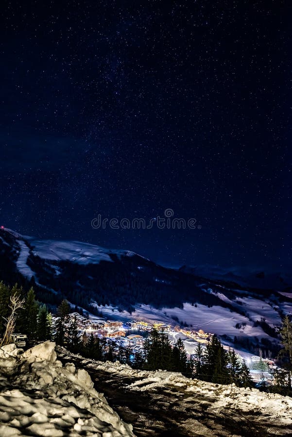 A starry night in the alps stock image. Image of vacation - 155964487