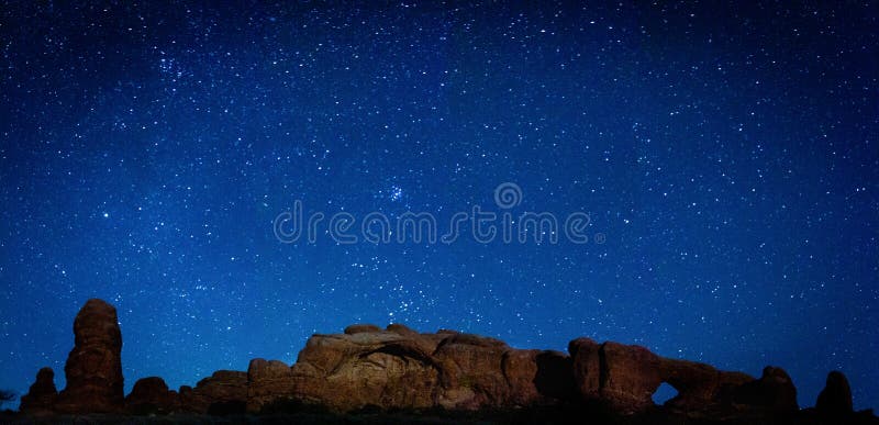 Starry Night at Arches National Park the Windows Stock Photo - Image of ...