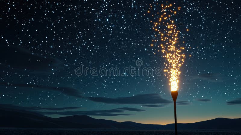 Starry Night Beacon Illumination Under the Cosmos Dreamy Celestial ...