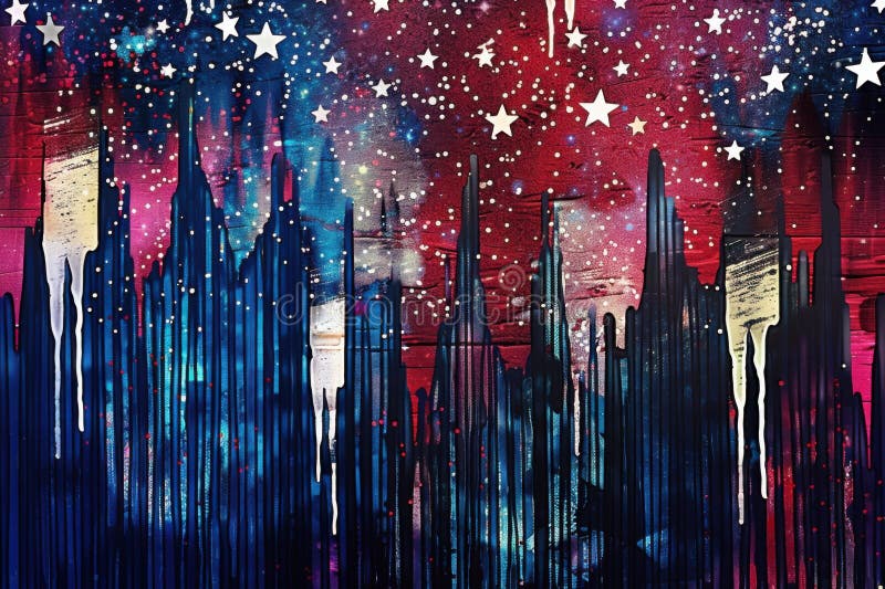 Starry Night Cityscape stock illustration. Illustration of imaginative ...