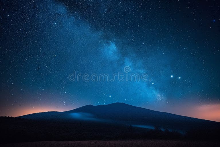 Starry Night Creates a Mesmerizing Scene in the Expansive Sky Stock ...