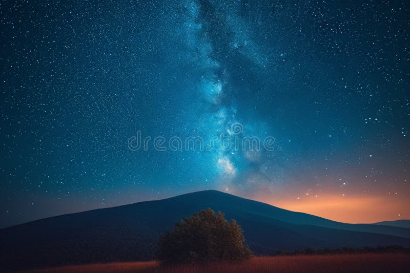 Starry Night Creates a Mesmerizing Scene in the Expansive Sky Stock ...
