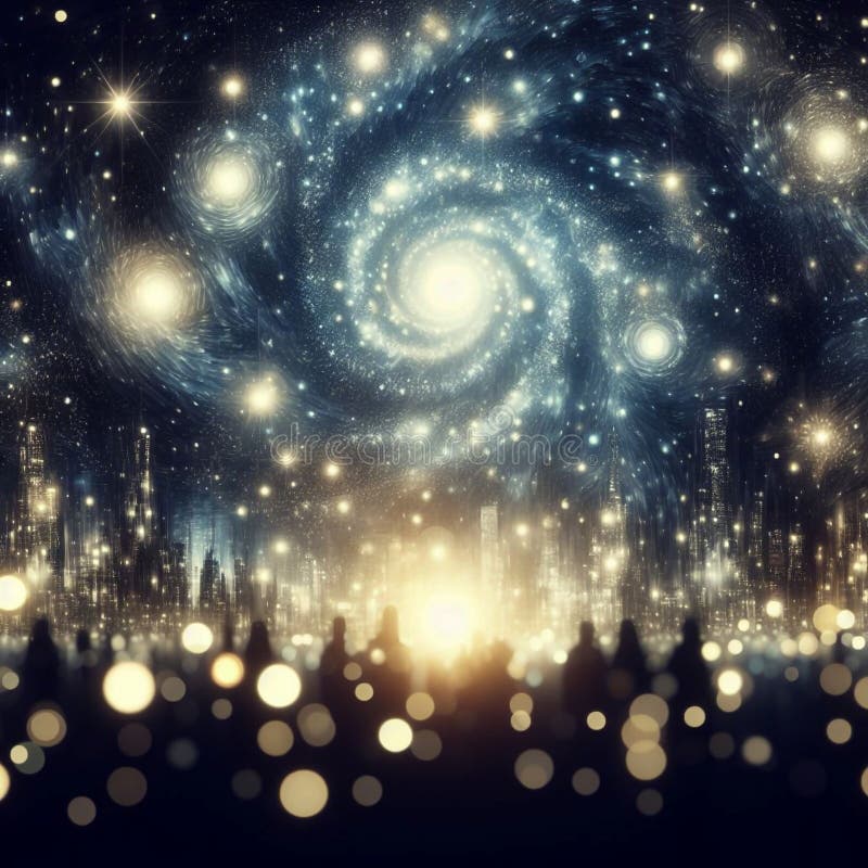 Starry Night: a Dance of Light and Shadows Stock Illustration ...