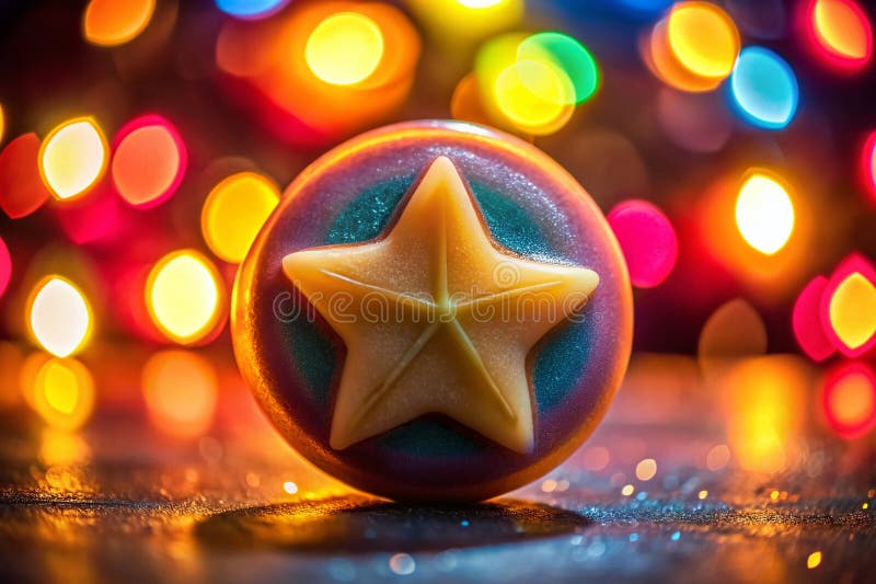 Starry Night Delight a Stunning CloseUp of Illuminated Dalgona Candy ...