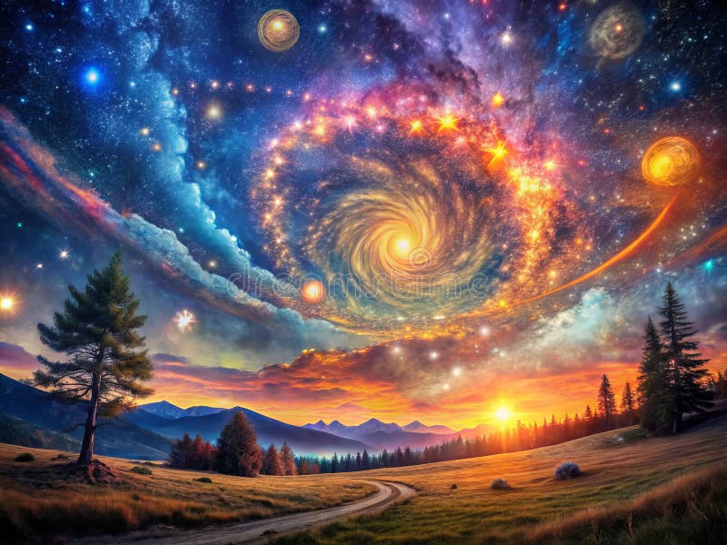 Starry Night Dreamscape Unveiling Cosmic Patterns and Stellar Designs in a Dreamlike Celestial ...