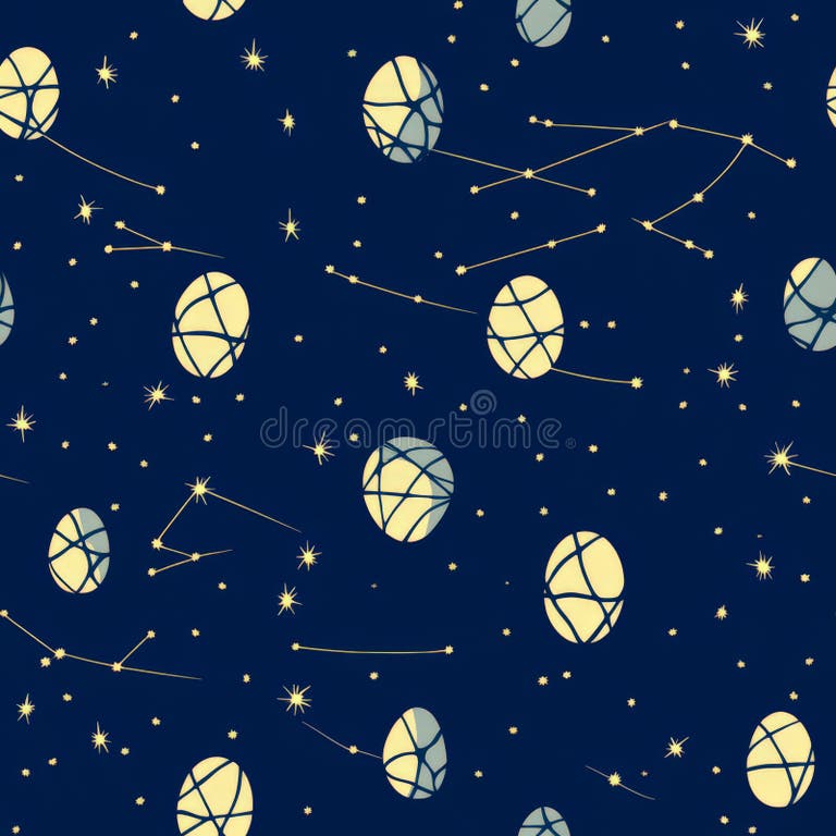 A Starry Night Easter Pattern with Glowing Egg Constellations Against a ...