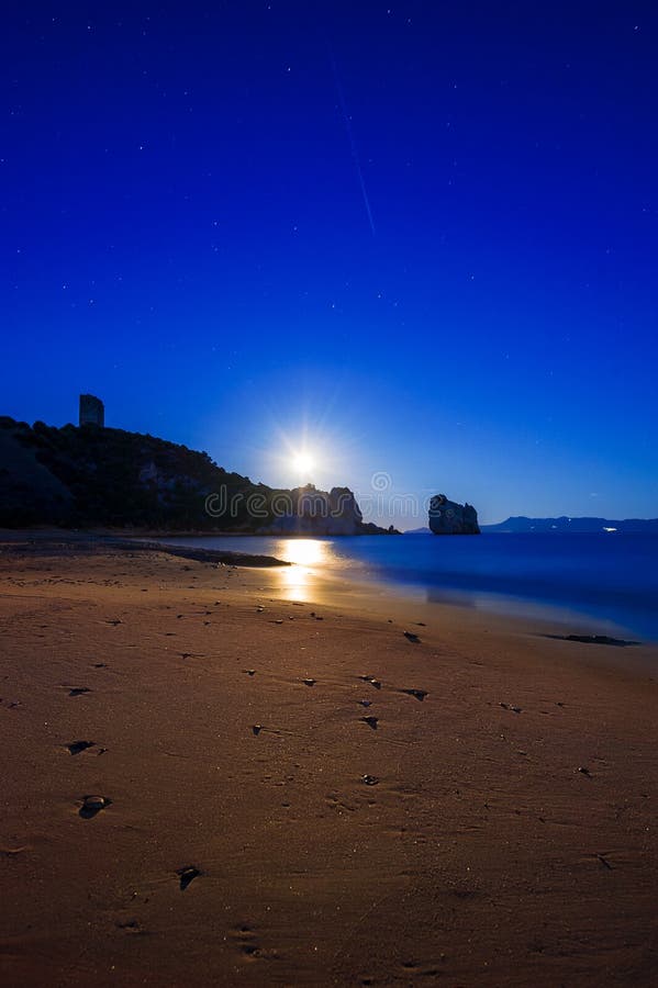 Starry Night with Full Moon Sunrise Stock Image - Image of brown ...