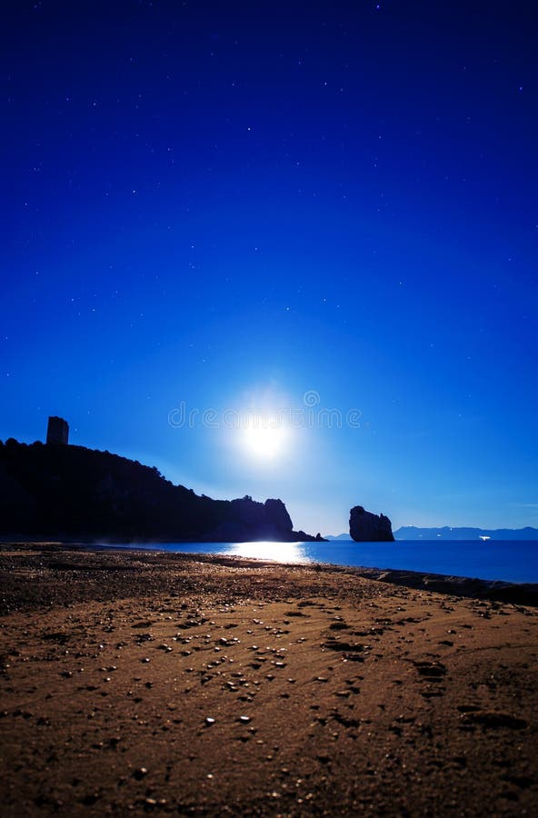 Starry Night with Full Moon Sunrise Stock Photo - Image of peace ...