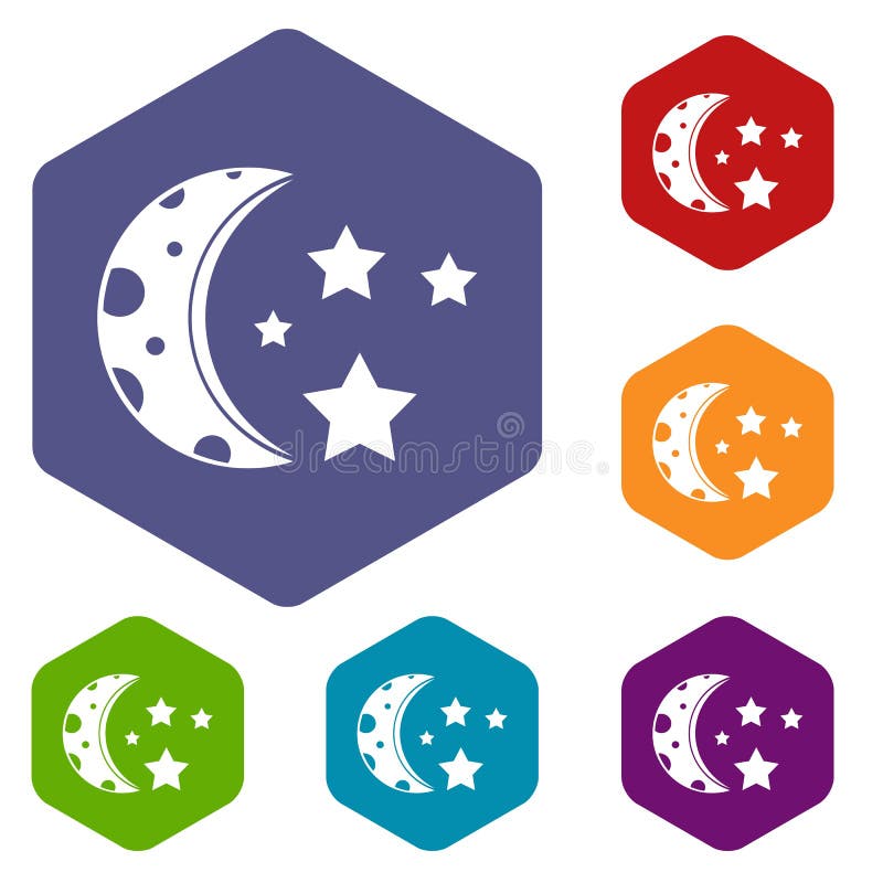 Moon phases set in hexagon stock vector. Illustration of planet - 127574450