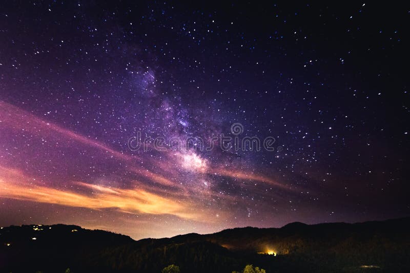 Starry Night and Milky Way stock image. Image of deep - 59651757