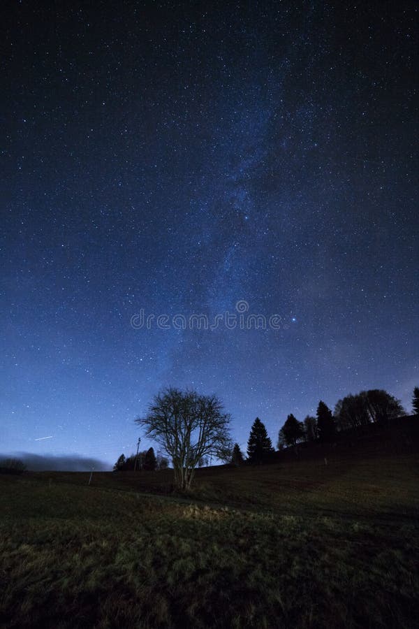 Starry Night with Milky Way Traces Stock Photo - Image of shine, nebula ...