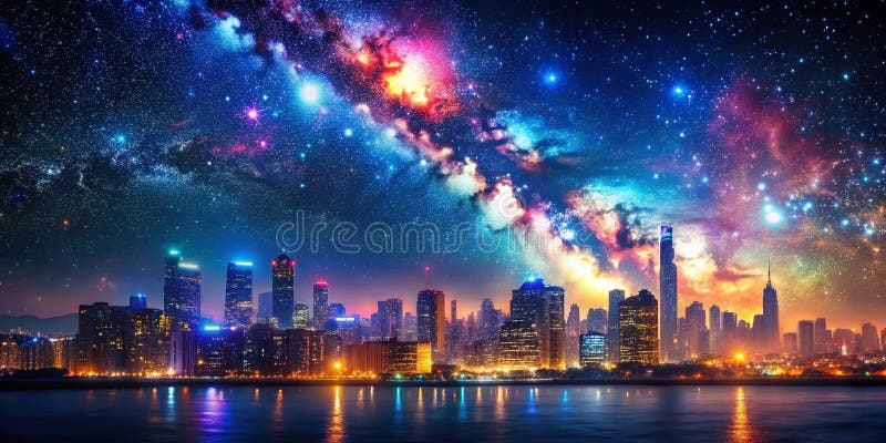 A Starry Night Neon Cityscape a Stunning Visual Demonstration of the ...