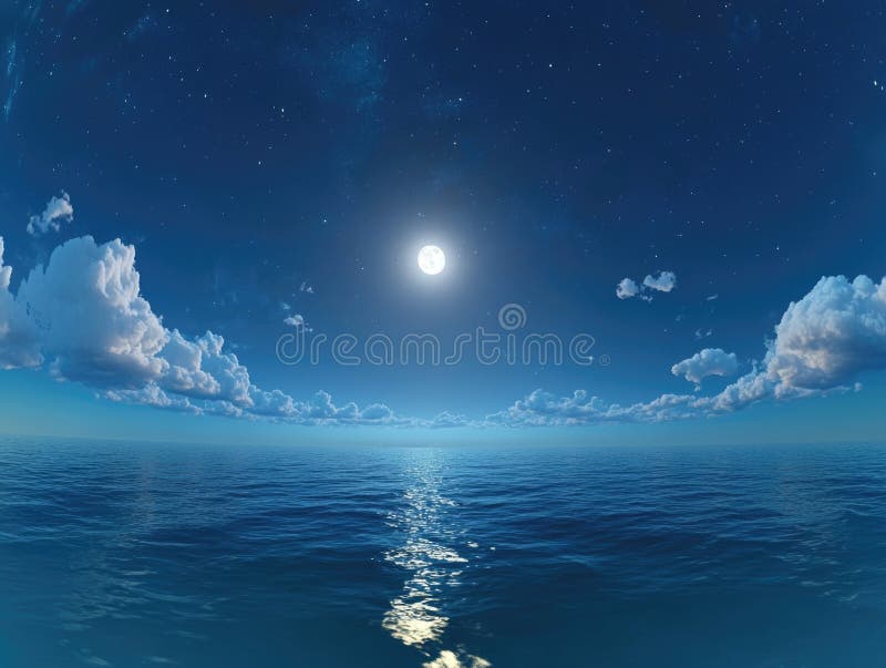 Starry Night Ocean Scene stock image. Image of reflection - 363489477