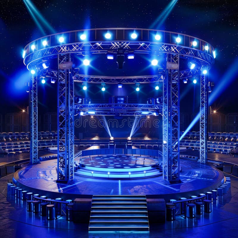 Starry Night at the Outdoor Stage. Generative Ai Stock Illustration ...