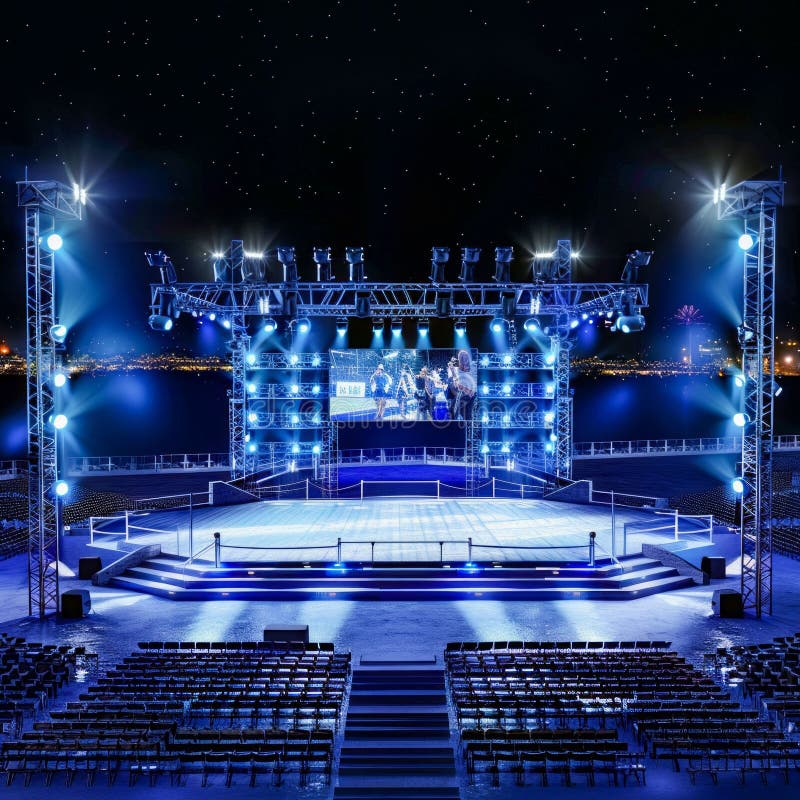 Starry Night at the Outdoor Stage. Generative Ai Stock Illustration ...