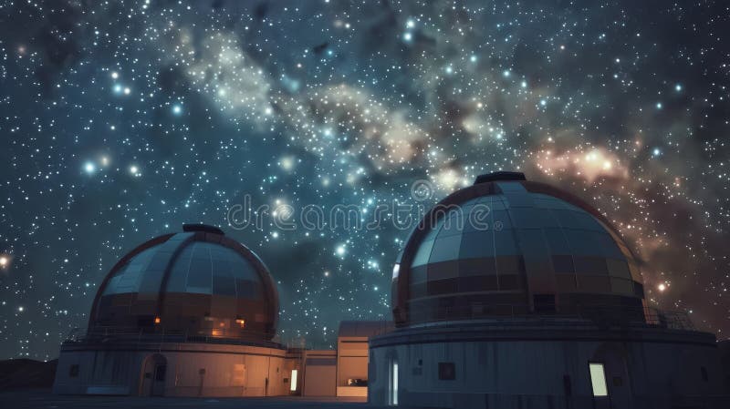 Starry Night Over Astronomical Observatories Stock Image - Image of ...