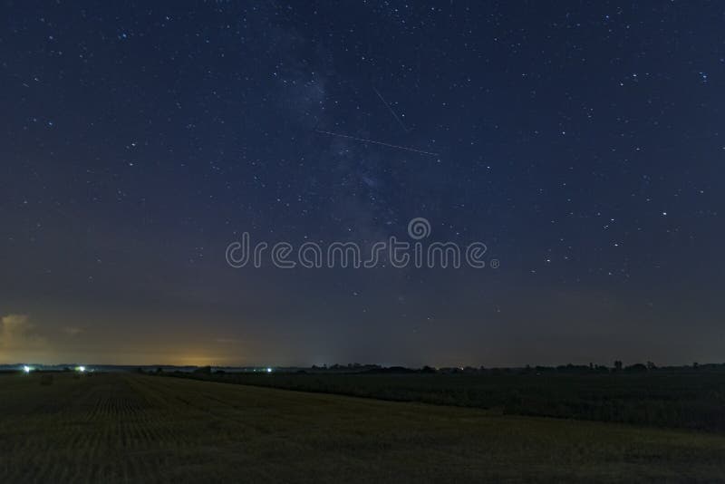 A Starry Night Over Farm Land Stock Photo - Image of left, portrait ...