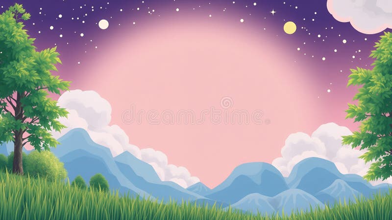 A Starry Night Over a Mountain Range with a Soft Pink Sky Stock ...