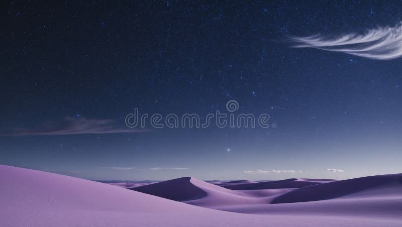 A Starry Night Over a Purple Desert Landscape. Stock Photo - Image of ...