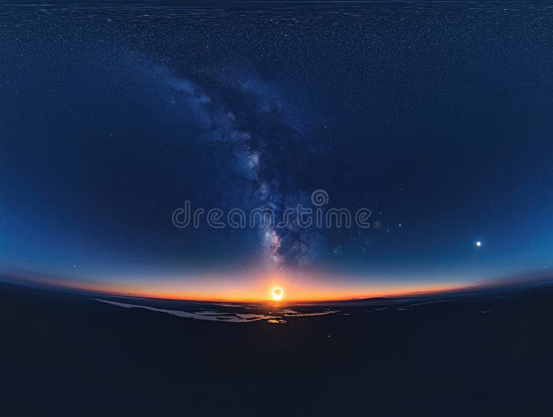 Starry Night Panorama: Solar Eclipse Under Galaxy Stock Image - Image ...