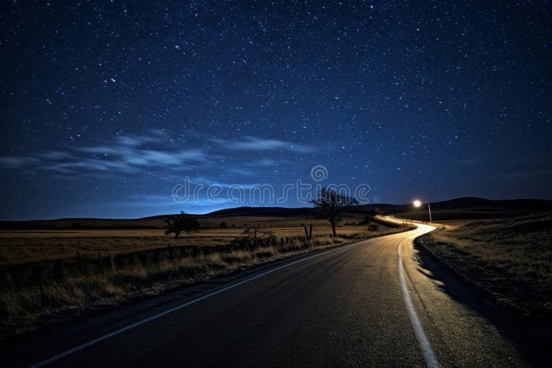 Starry Night Road stock illustration. Illustration of universe - 290421877