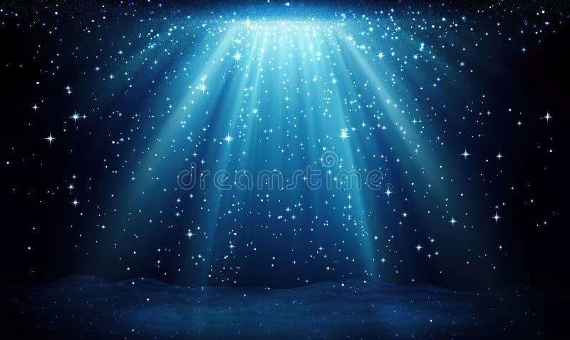 Starry Night Sky with Beams of Light and Shimmering Stars Stock Image ...