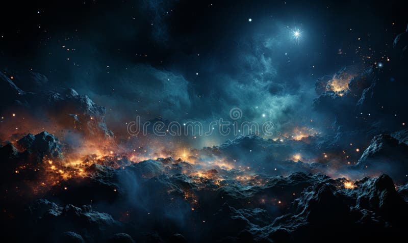 Starry Night Sky with Clouds Stock Photo - Image of celestial ...