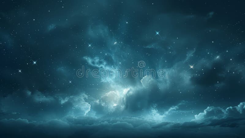 Starry Night Sky with Clouds and Nebulae Stock Illustration - Illustration of starlight ...