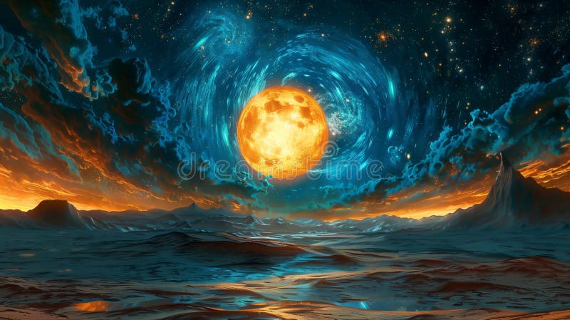 Starry Night Sky with Clouds and Planets. Stock Illustration ...