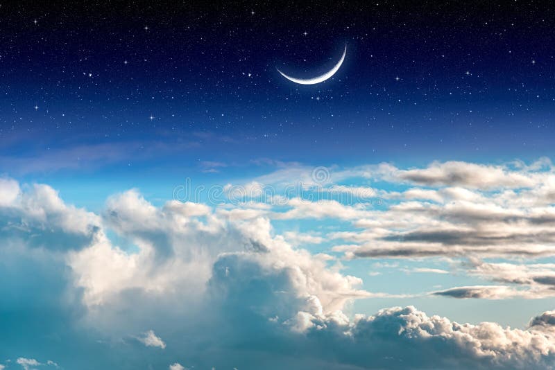 Starry, Night Sky with Clouds, Stock Image - Image of background ...