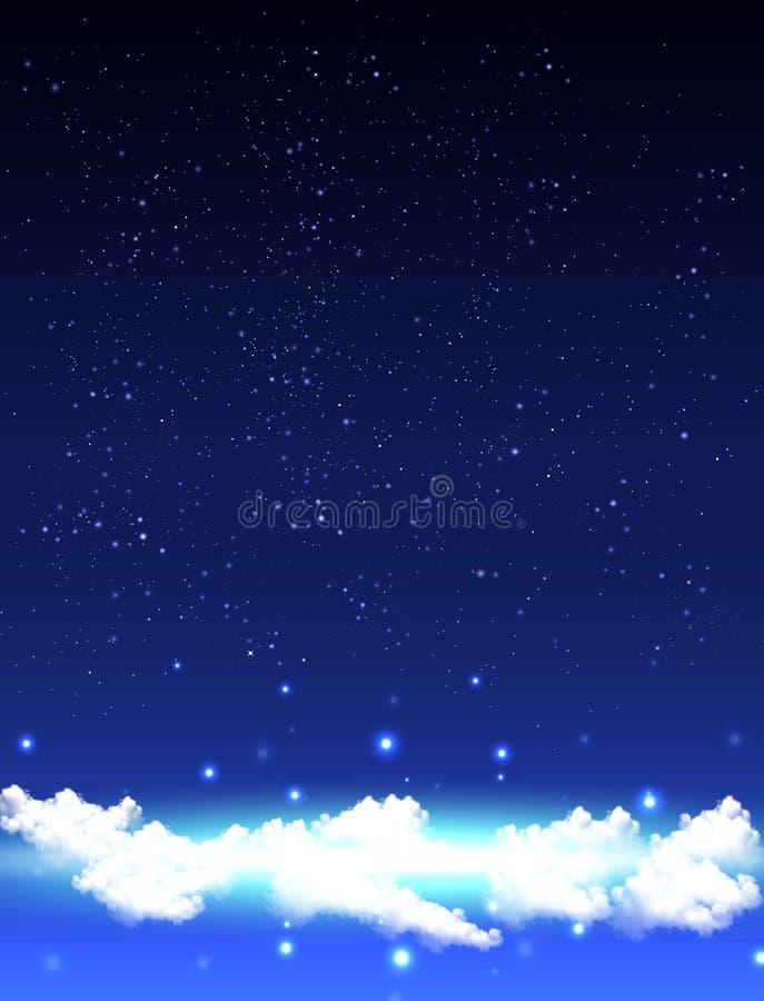 Starry Night Sky with Clouds Stock Vector - Illustration of midnight ...