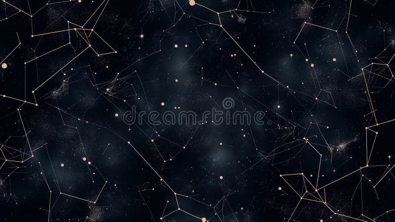 Starry Night Sky with Constellation Lines and Celestial Bodies Stock ...