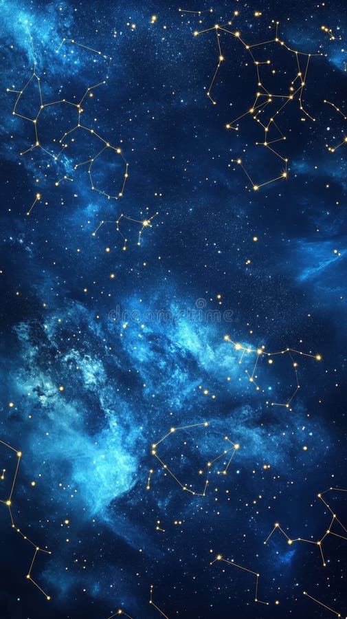 Starry Night Sky with Constellations and Nebula in Deep Space ...