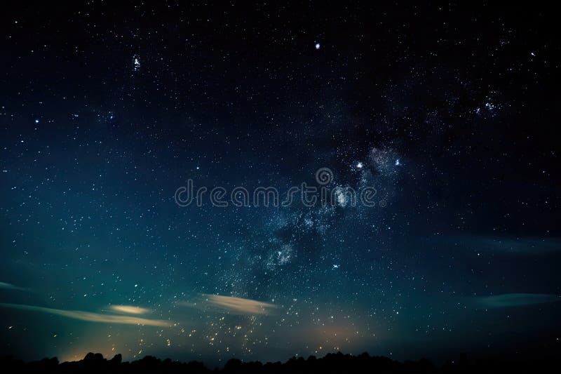 Starry Night Sky, with Different Nebulae and Star Clusters Visible ...