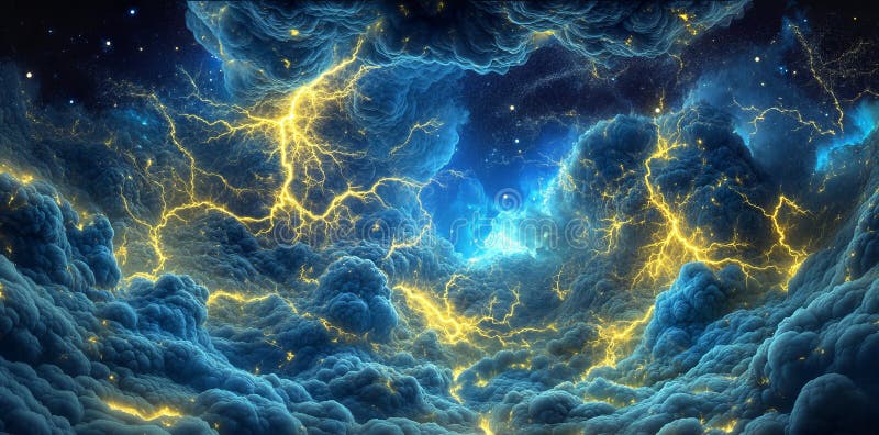In the Starry Night Sky, a Dramatic Thunderstorm Unfolded with ...