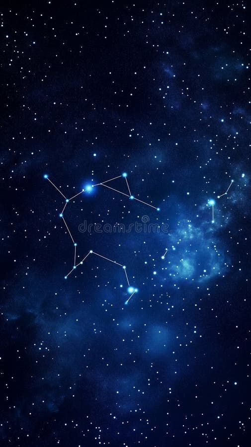 Starry Night Sky Featuring Multiple Constellations in a Deep Blue ...