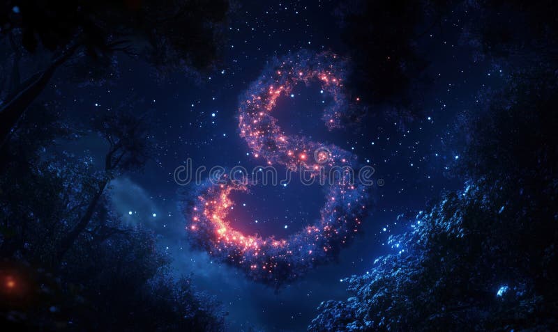 Starry Night Sky with Glowing Letter S Formed by Cosmic Particles and ...
