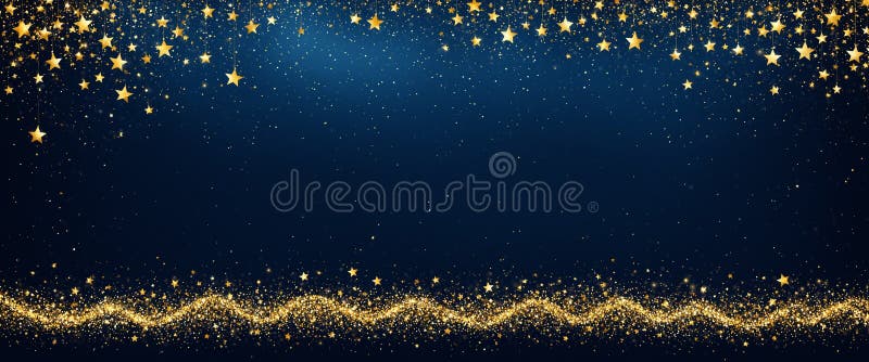 Starry Night Sky with Golden Stars and Sparkling Wave Pattern Stock ...