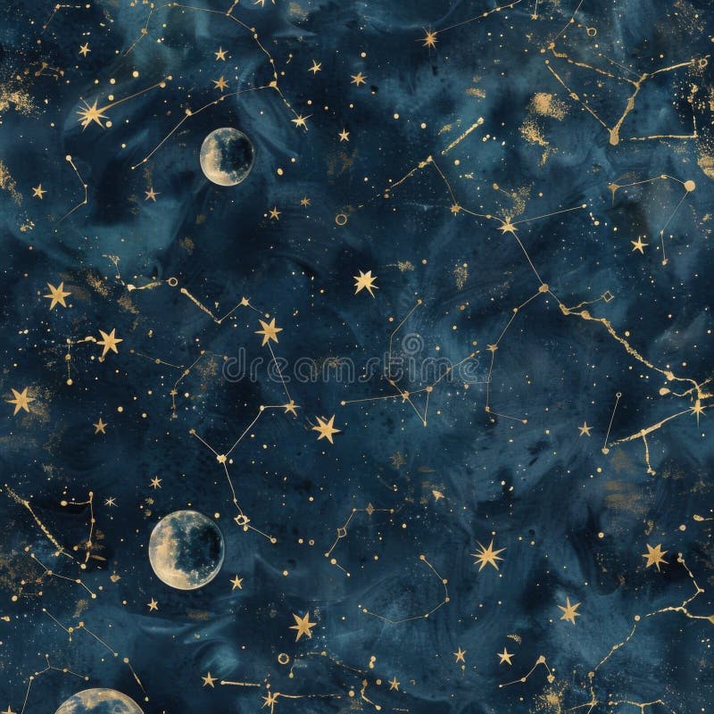 Starry Night Sky with Moon and Constellations Stock Image - Image of ...