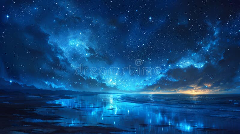 Starry Night Sky Over the Ocean Stock Photo - Image of serenity, cosmos ...